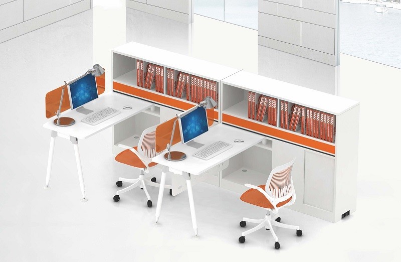 Full set T shape 2 person office workstation wooden top and steel leg ...
